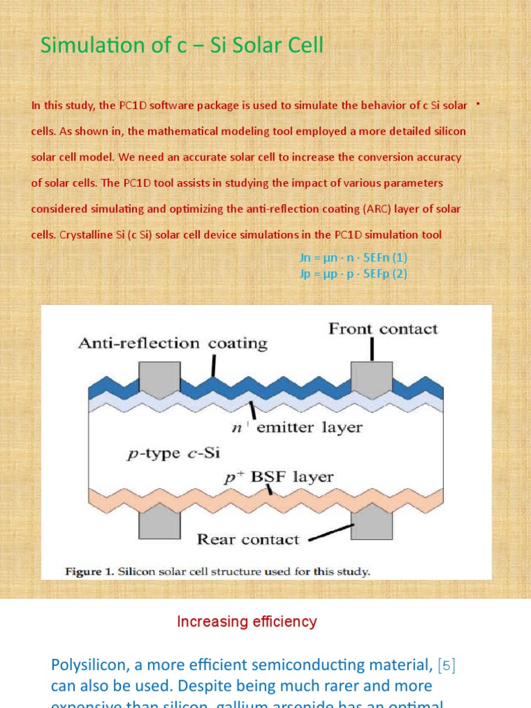 Simulation of c-Si Solar Cell Behavior and Optimization of Anti-Reflection Coating Parameters ...