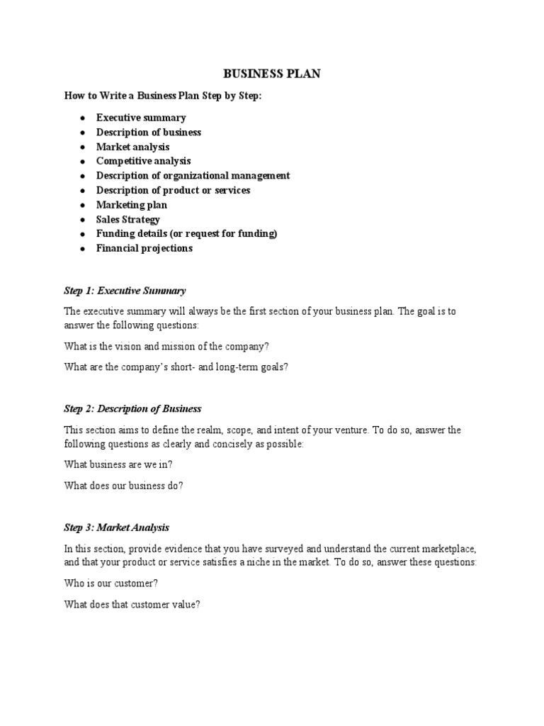 Step By Step Of Business Plan PDF Marketing Sales