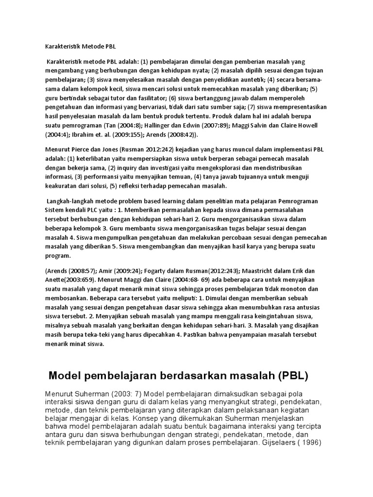 Karakteristik Metode PBL | PDF