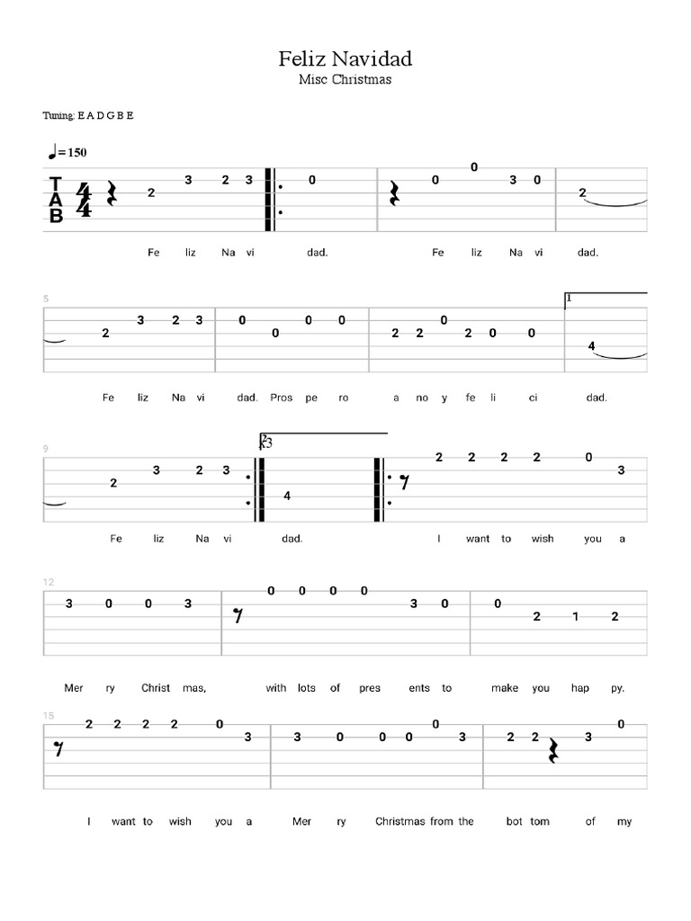 Feliz Navidad Tab | PDF