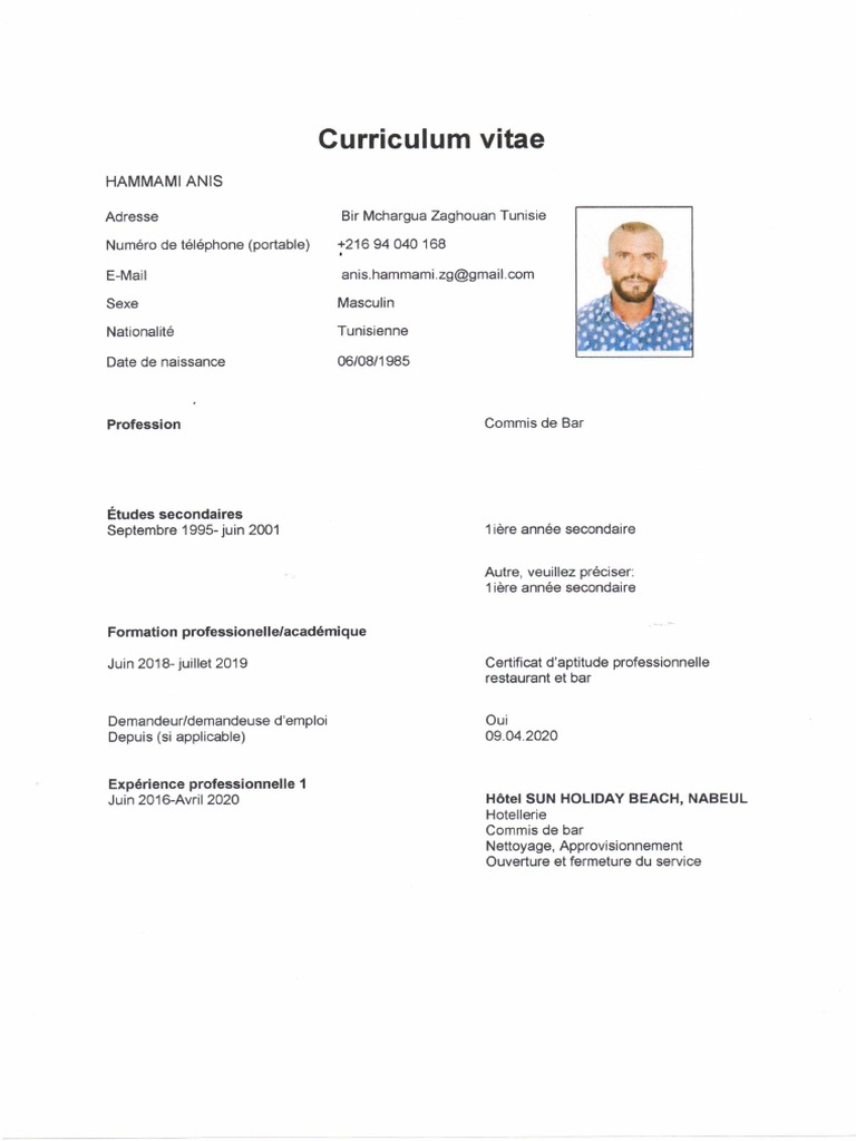 CV FR Anis HAMMAMI Avec Signature | PDF