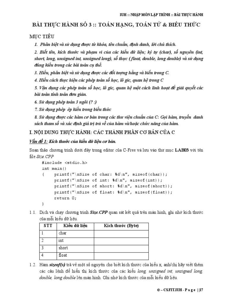 (NMLT) (Lab) (n03) Operators - Expression | PDF