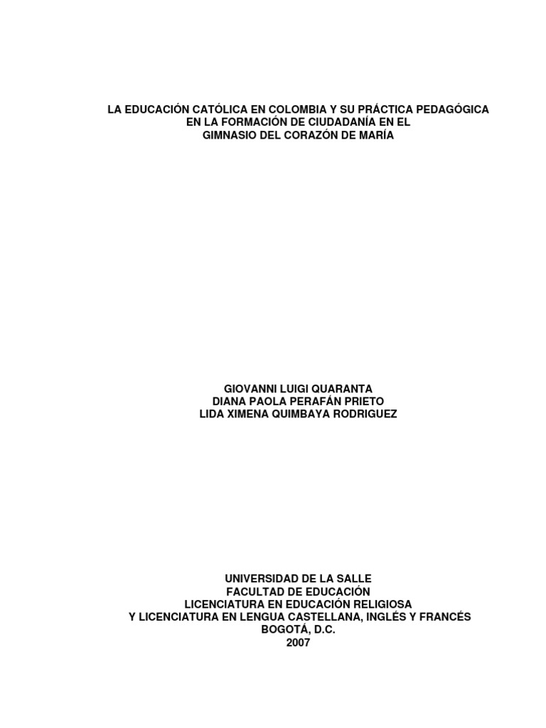 La Educación Católica en Colombia y Su Práctica Pedagógica | PDF | Fe ... La Educación Católica en Colombia y Su Práctica Pedagógica | PDF | Fe ...
