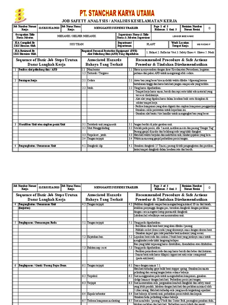 JSA-11 Mengganti Suspensi Trailler | PDF