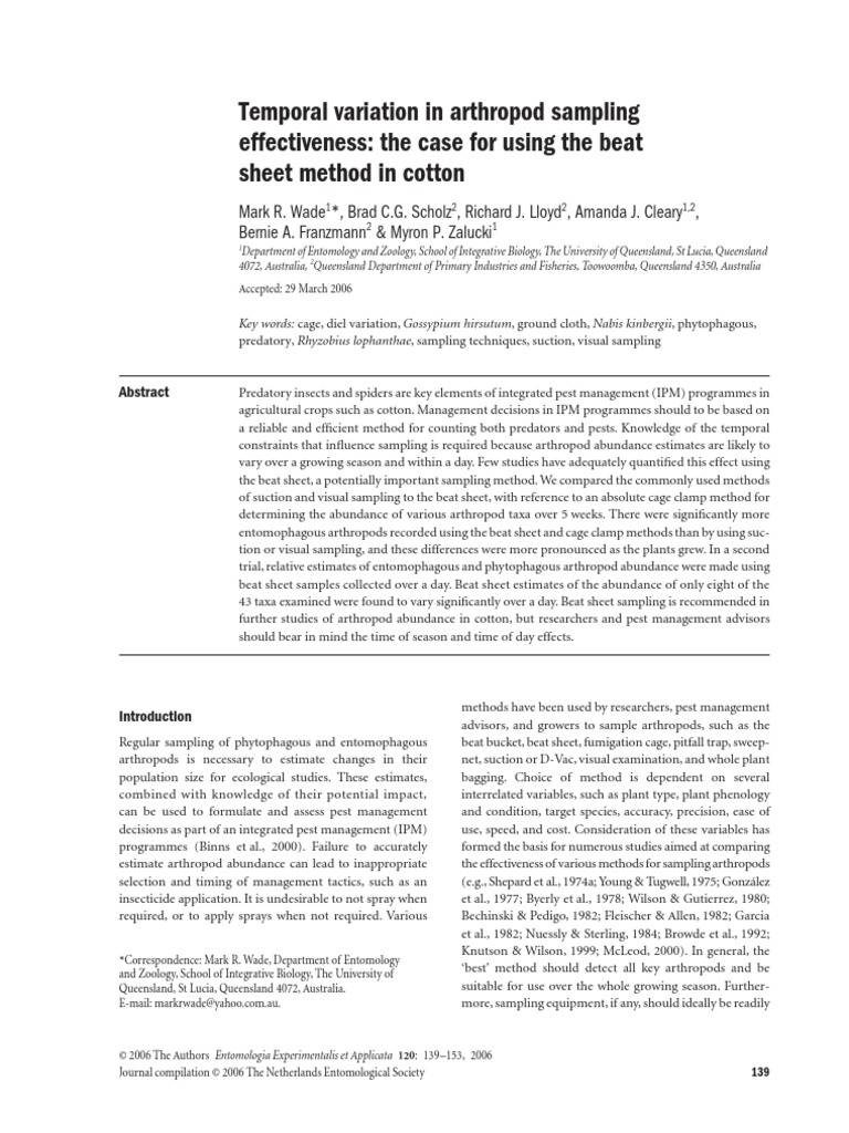 Temporal Variation in Arthropod Sampling Effectiveness: The Case For ...