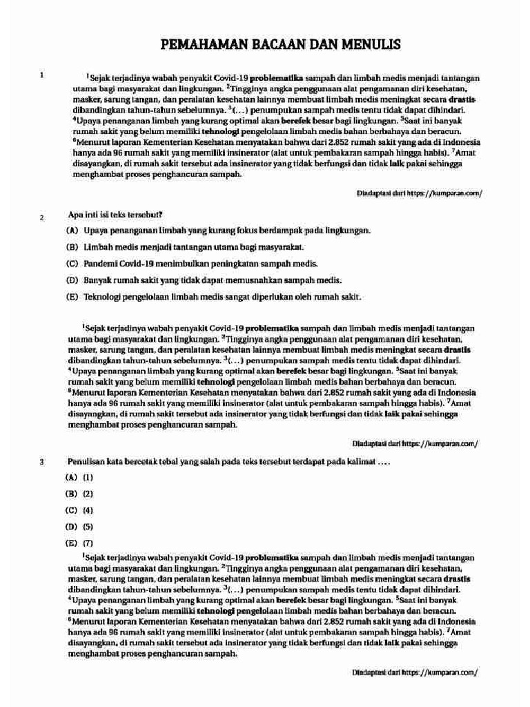 Kisi-Kisi PBM & PPU UTBK 2022 | PDF