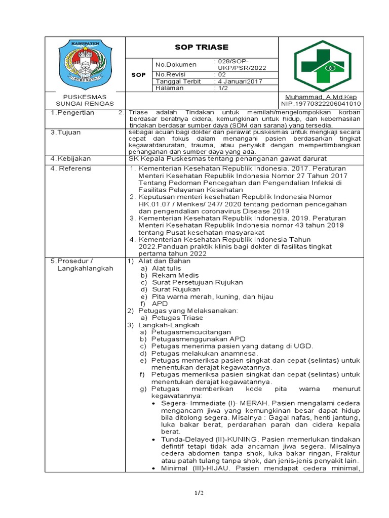 SOP. Triase (2022) | PDF