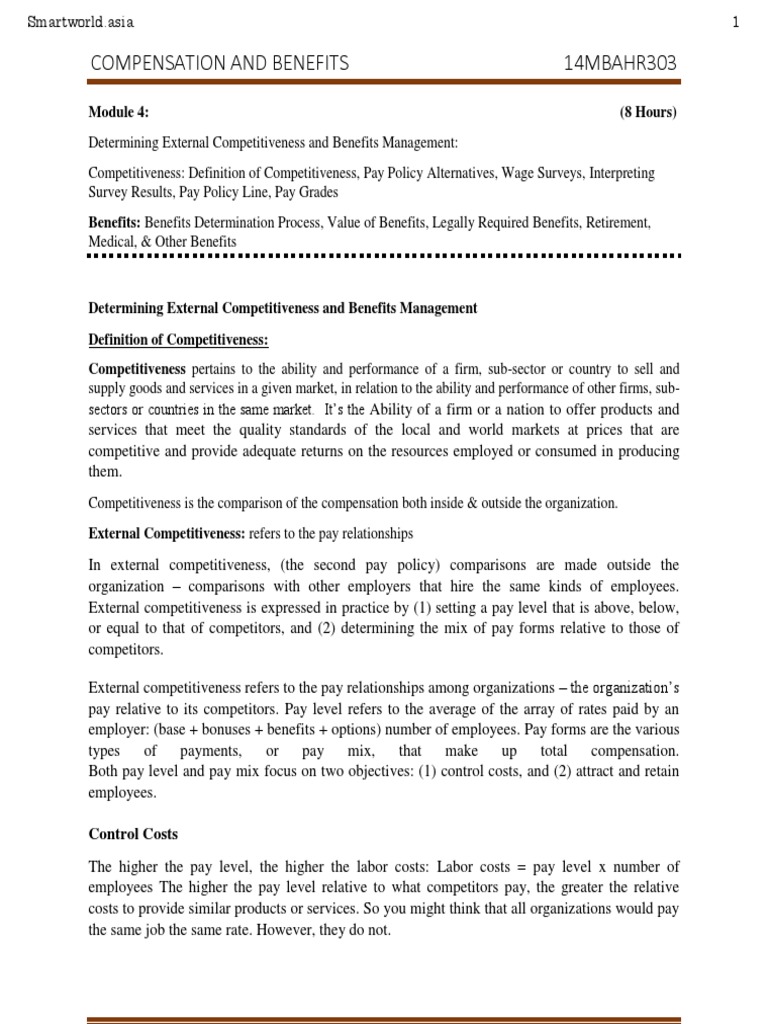 Determining external competitiveness and benefits management | PDF ...