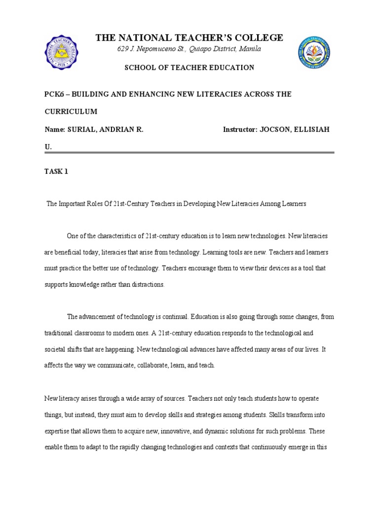 Surial, A.R. Pck6 Task1 | PDF | Learning | Teachers