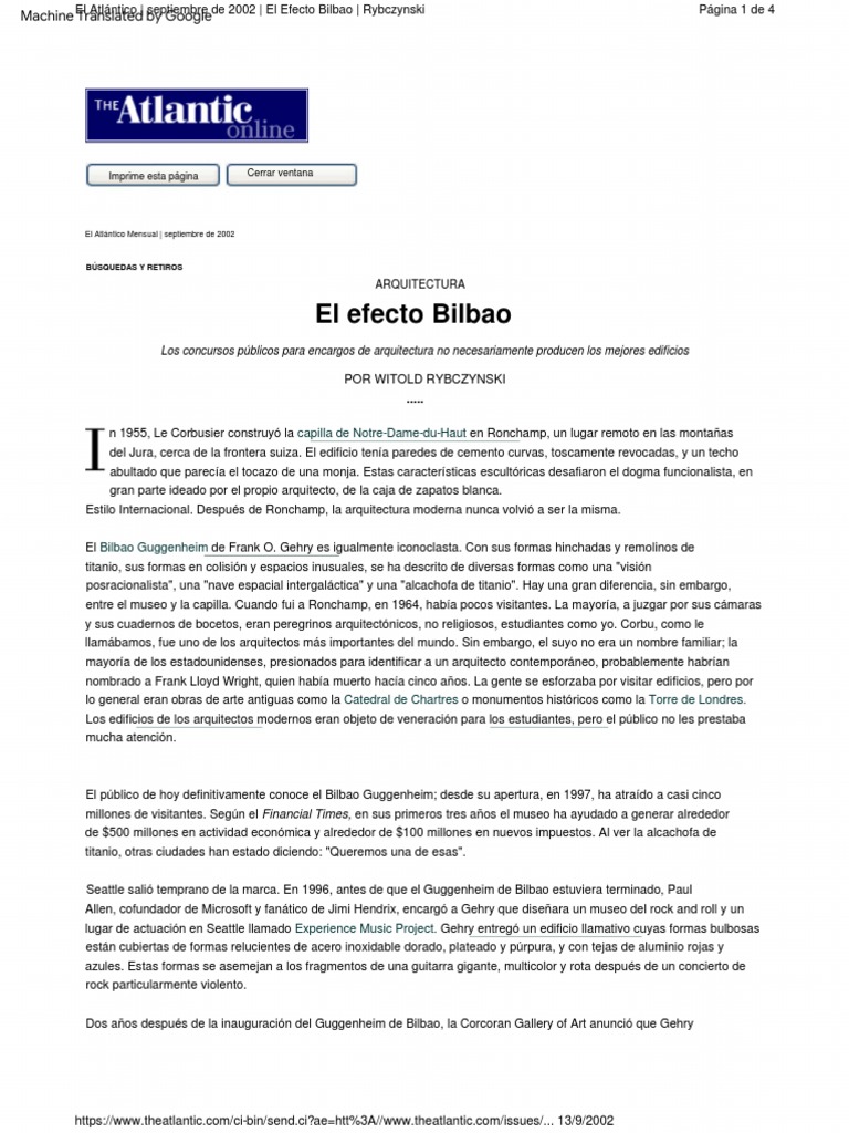 The Bilbao Effect - Witold Rybczynski | PDF | Museo | Arquitecto