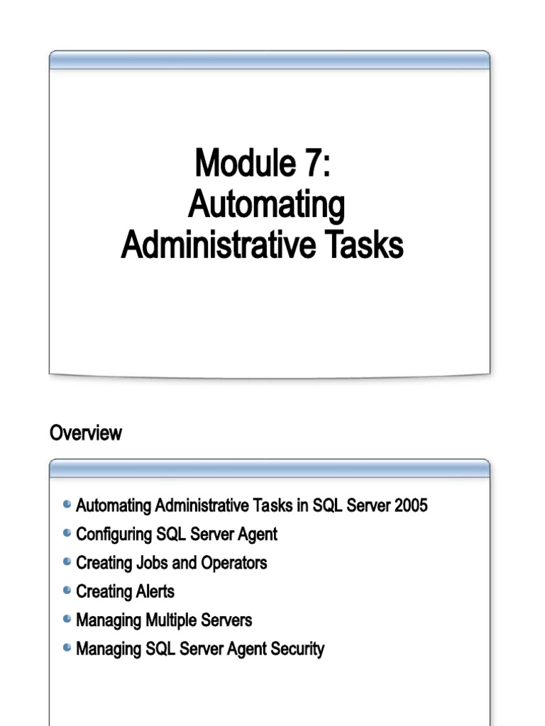 Automating Administrative Tasks | PDF | Microsoft Sql Server | Databases