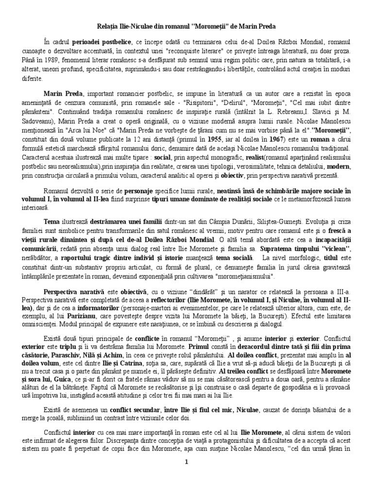Relatia Niculae-Ilie MOROMETE | PDF