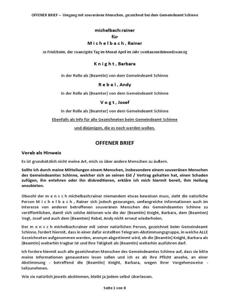 Offener Brief Gemeindeamt Schinne 20-4-21 | PDF