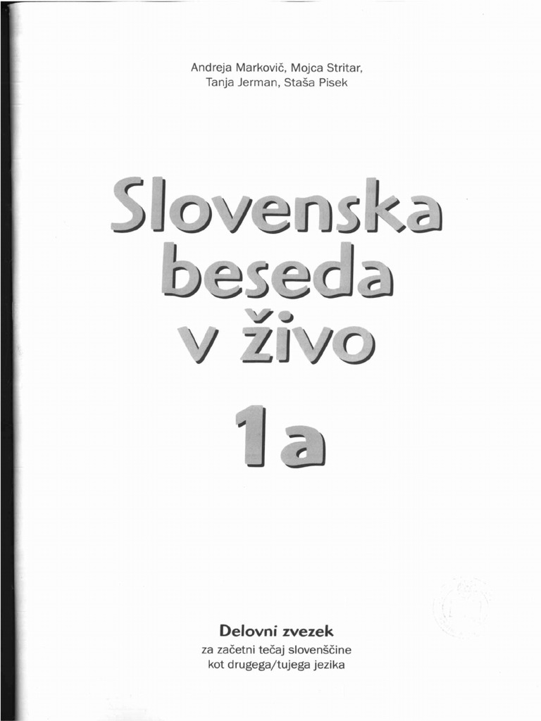 Slovenska Beseda V Zivo 1a - Delovni Zvezek | PDF