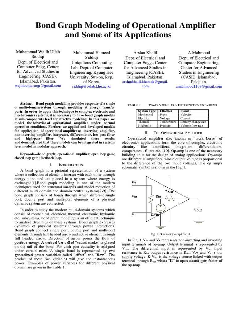 Bond Graph Modeling of Operational Ampli | PDF | Operational Amplifier | Amplifier