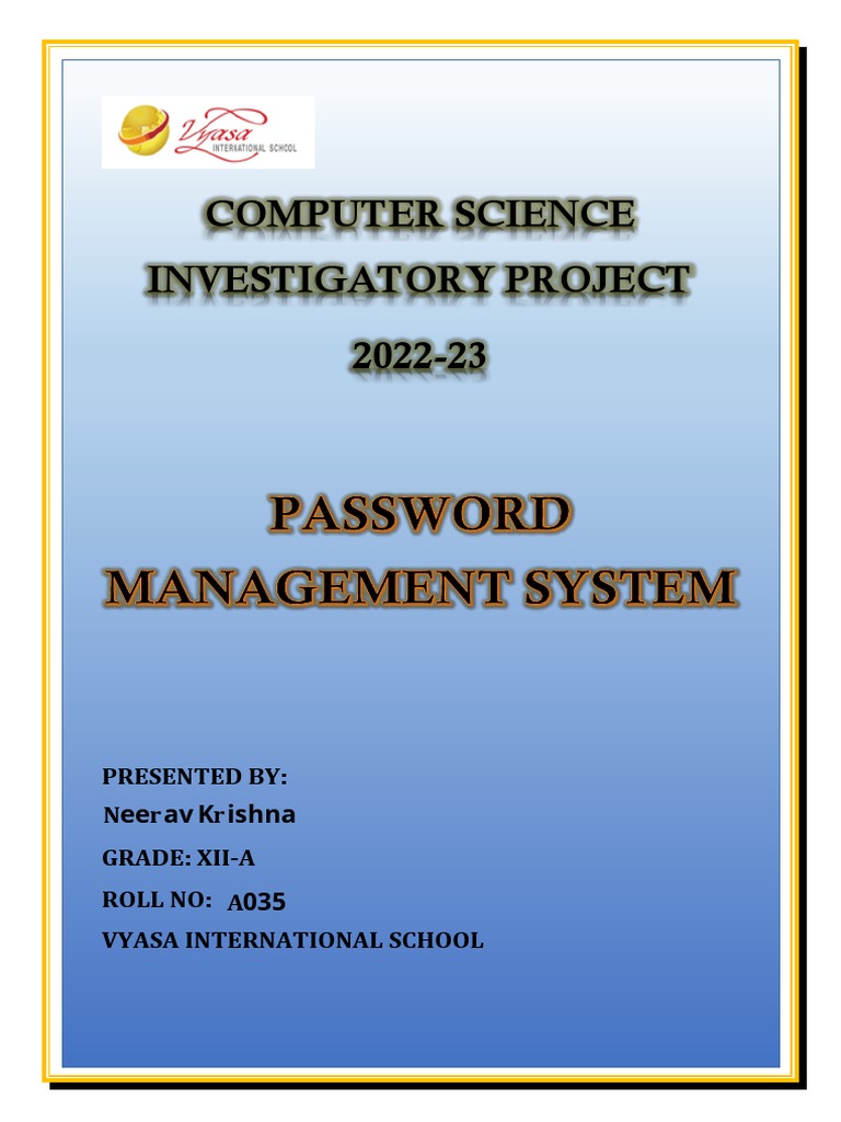 CS Project | PDF | User (Computing) | Password
