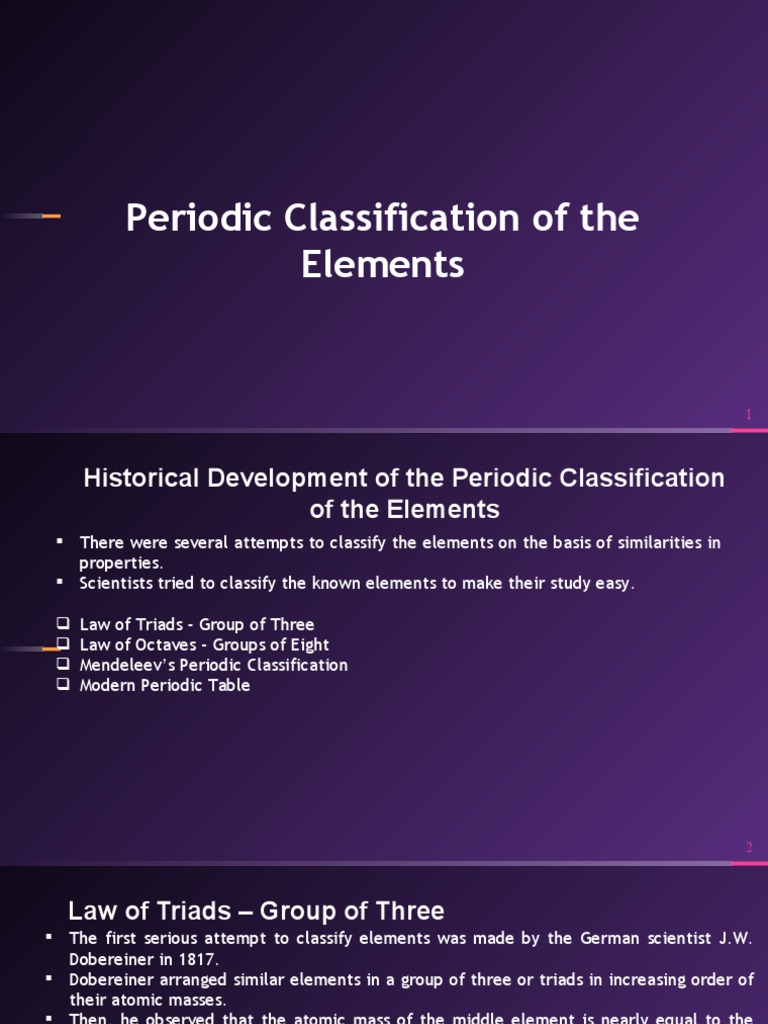 Periodic Classification of the element_Lesson_1 | PDF | Chemical ...
