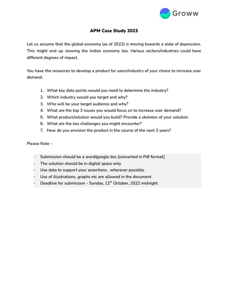 APM 2023 - Case Study | PDF