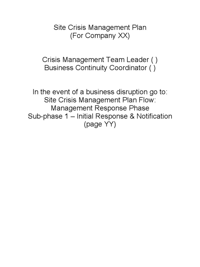 Site Crisis Management Plan | PDF | Crisis Management | Risk Management