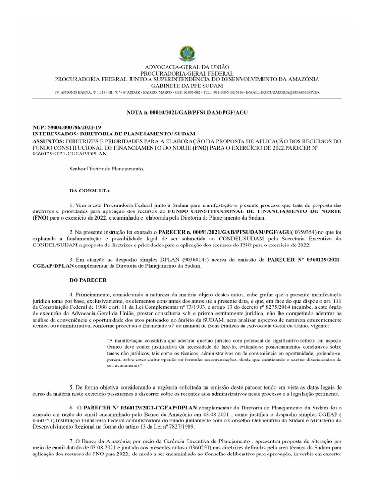 5-Nota Juridica 10 Gab Pfsudam PGF Agu | PDF