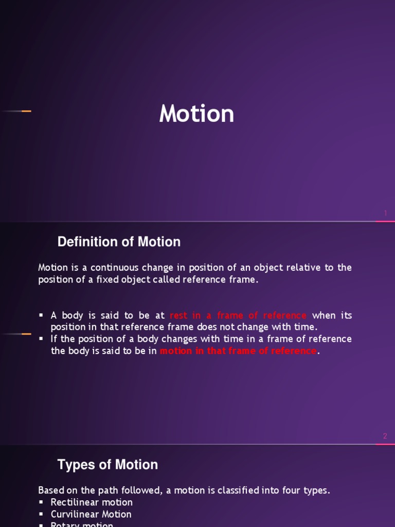 Motion Lesson - 1 | PDF | Speed | Distance