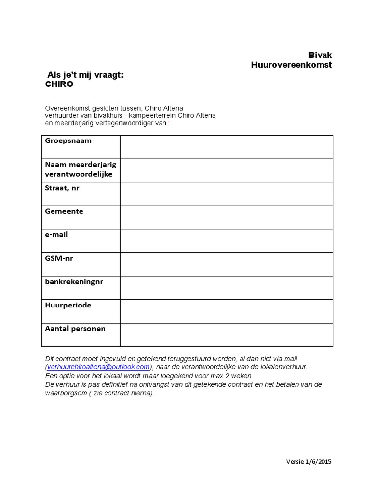 Huurcontract Bivak 2022 | PDF