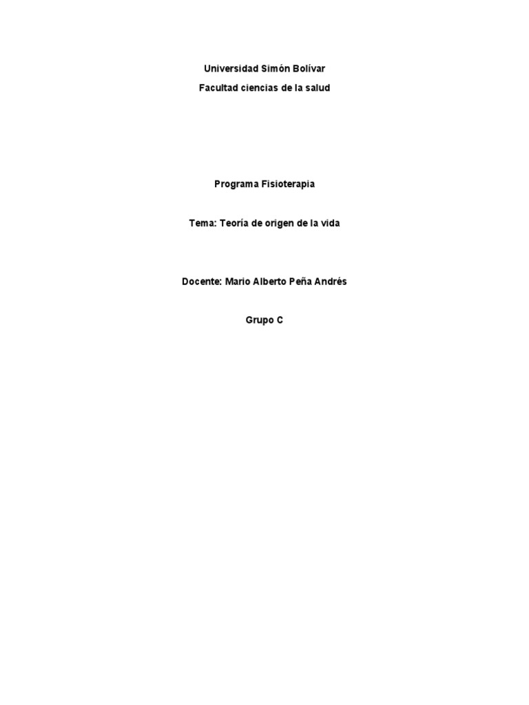 Ensayo Origen de La Vida | PDF | Vida | Abiogénesis Ensayo Origen de La Vida | PDF | Vida | Abiogénesis