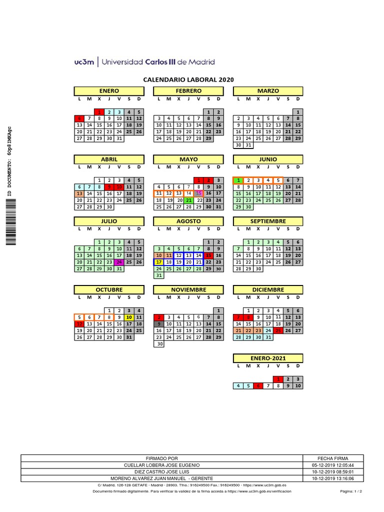 Calendario Laboral UC3M | PDF