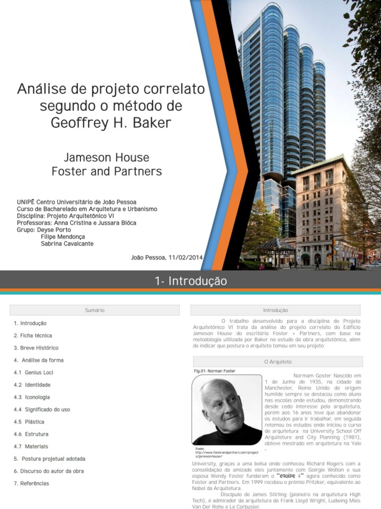 Analise No Metodo de Baker Do Jameson House Foster and Partners | PDF