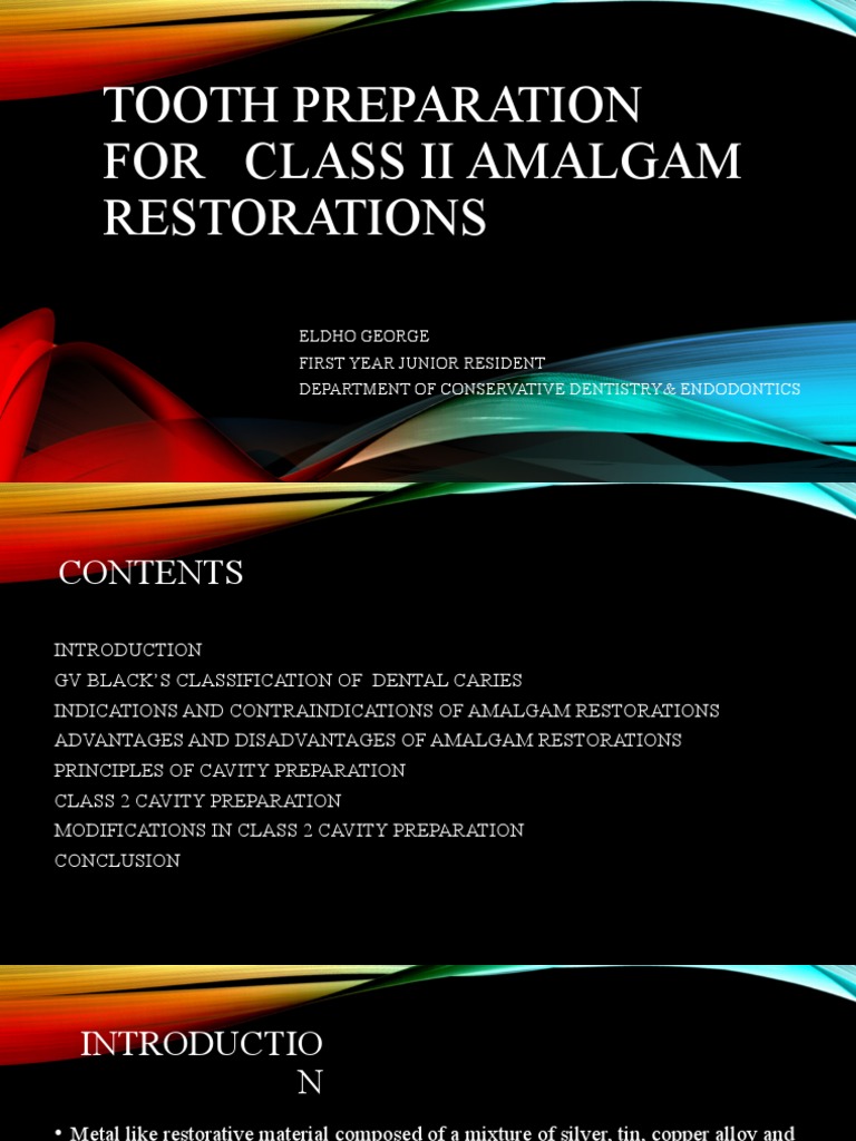 Tooth Preparation For Class II Amalgam Restorations | PDF