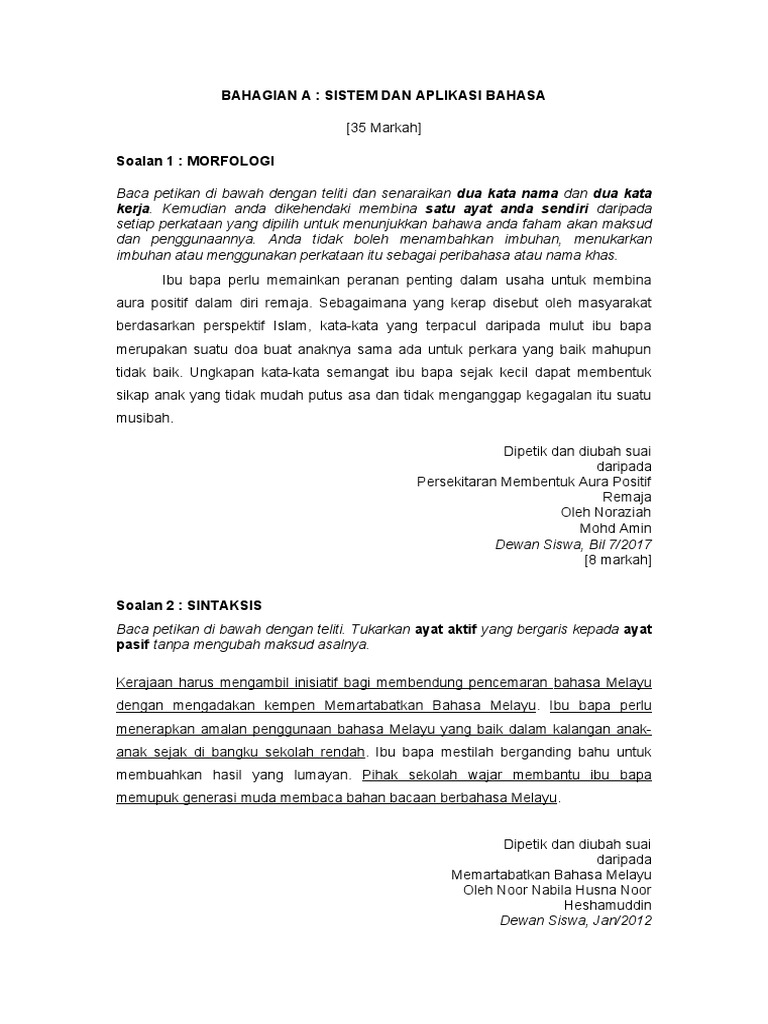 Kertas 2 BM Tingkatan 4 | PDF