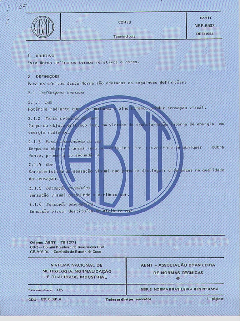 NBR 06503 - 1984 - Cores | PDF