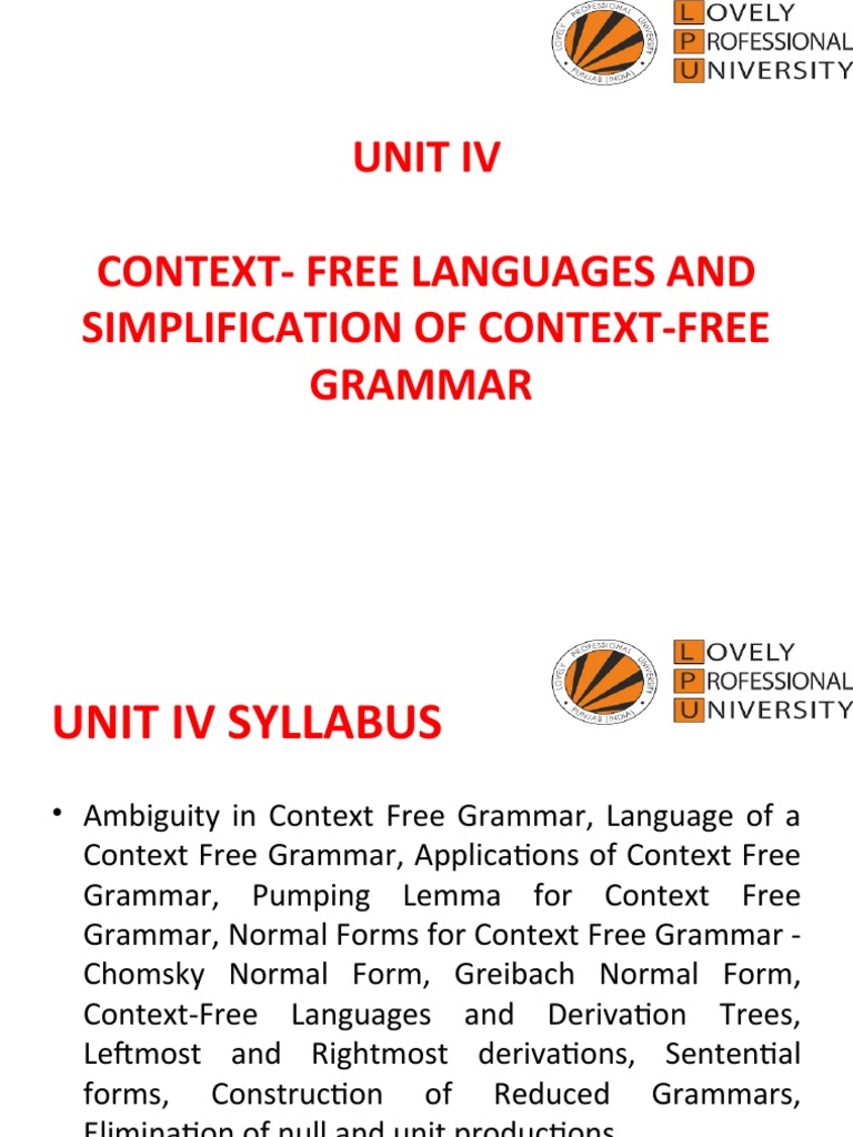 Unit Iv Context Free Languages | PDF | Parsing | Theoretical Computer Science