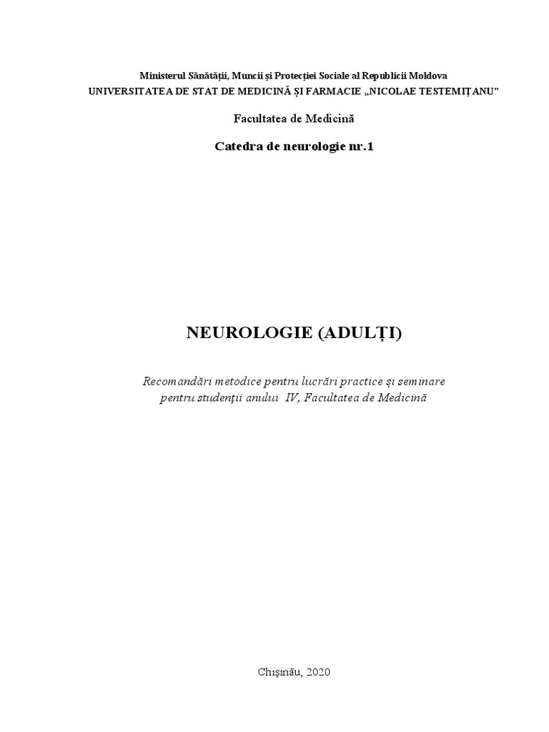 Indicatii Metodice 2020 Neurologie nr.1 | PDF
