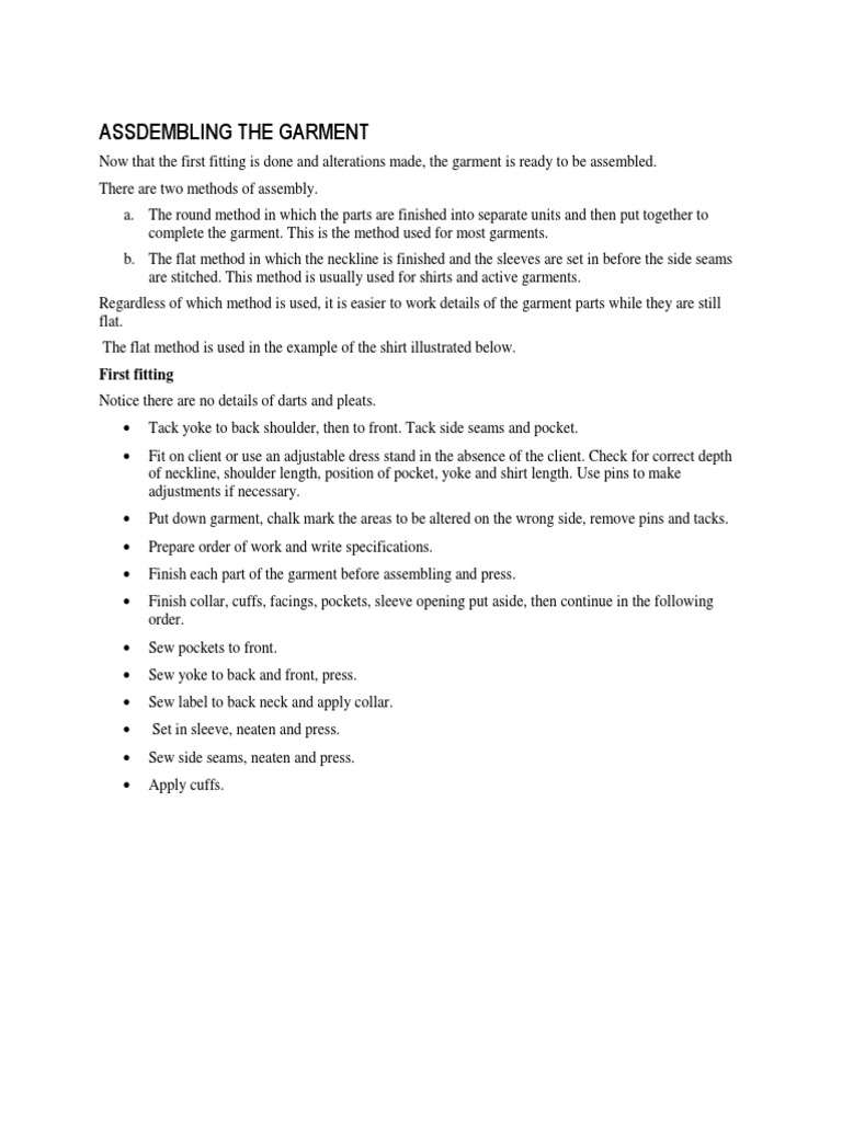 Week 10-Garment Assembly | PDF