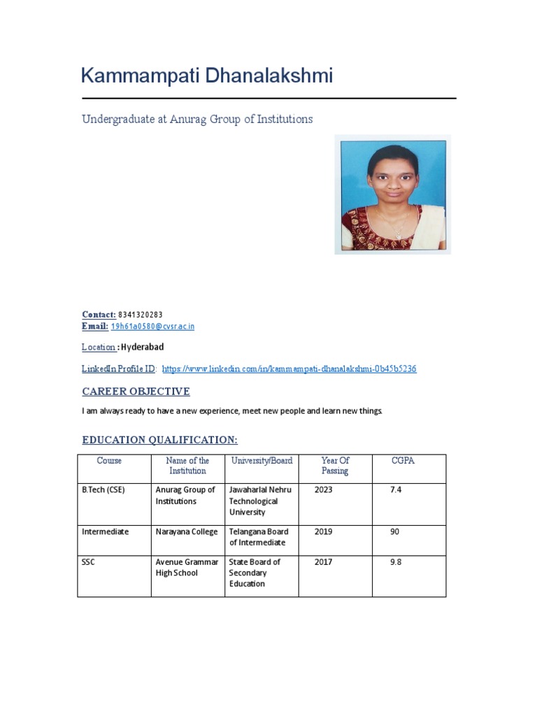 Dhana Resume Updated | PDF