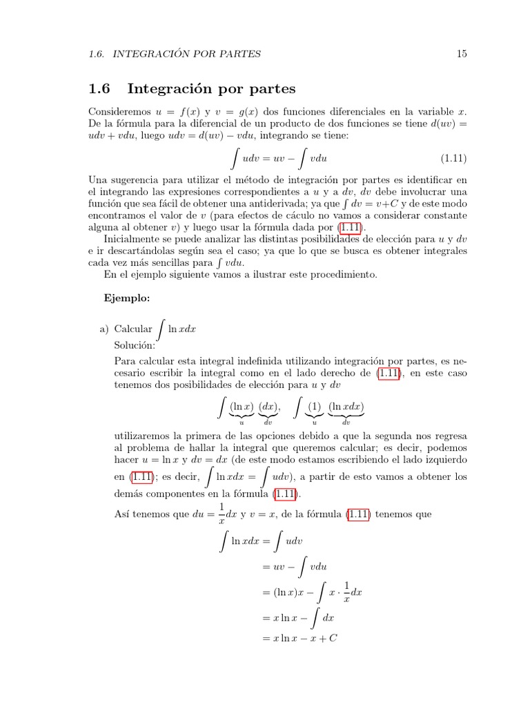 Integración por Partes: Ejemplos y Métodos | PDF | Integral | Factorización