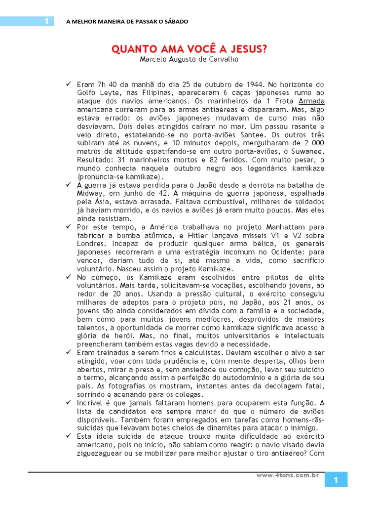 Sm9001-04-Quanto Ama Você A Jesus | PDF | Amor | Kamikaze