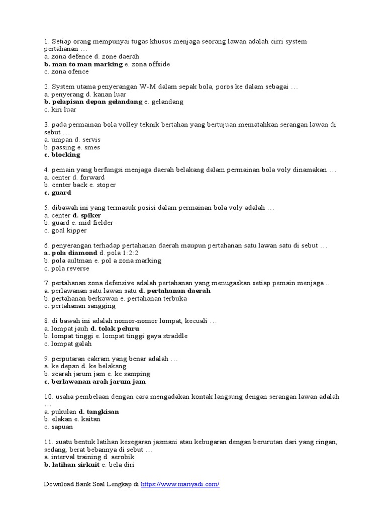 UAS 1 PENJAS XII Dan KUnci | PDF