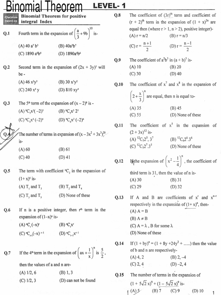 Binomial Theorem Expansion Coefficients | PDF | Arithmetic | Discrete Mathematics