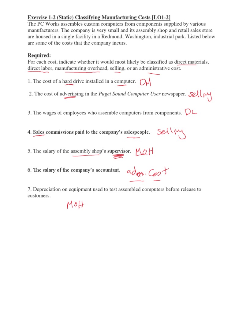 Lecture 1, Identifying Costs (Sol) | PDF | Cost | Sales