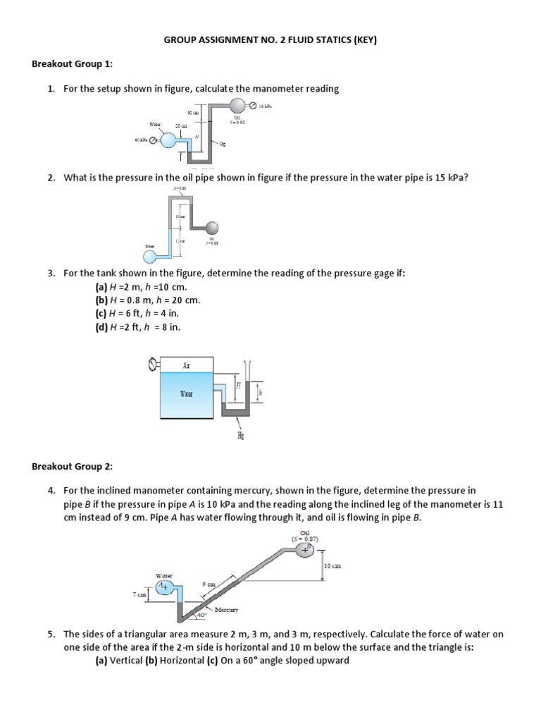Fluid Statics: Engineering Tasks | PDF