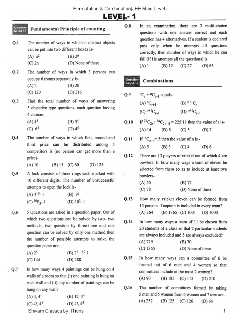 Permutation And Combination Pdf