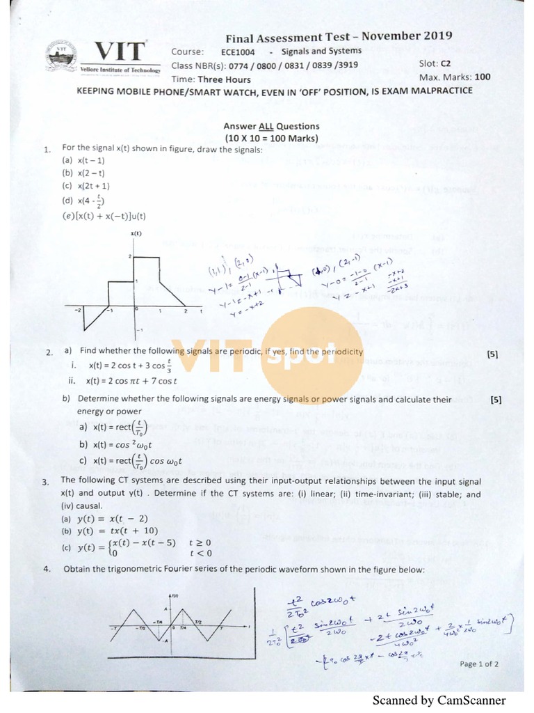 Signals and Systems Question Paper | PDF
