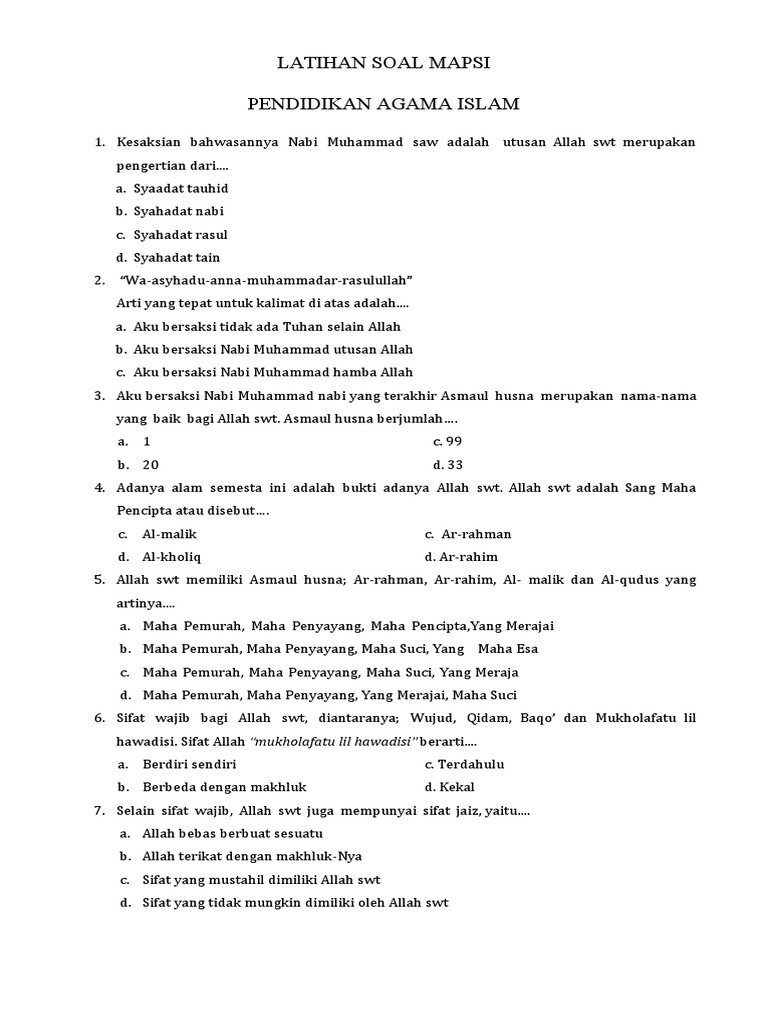 Latihan Soal Mapsi | PDF