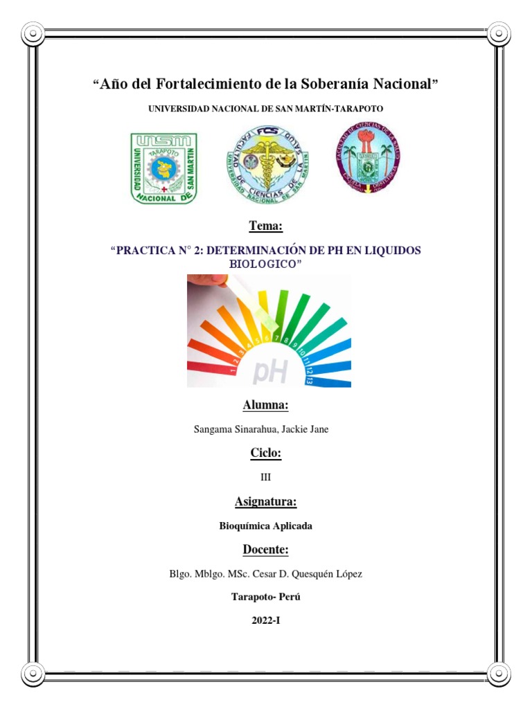 Practica #2 Determinacion de PH en Liquidos Biologicos | PDF