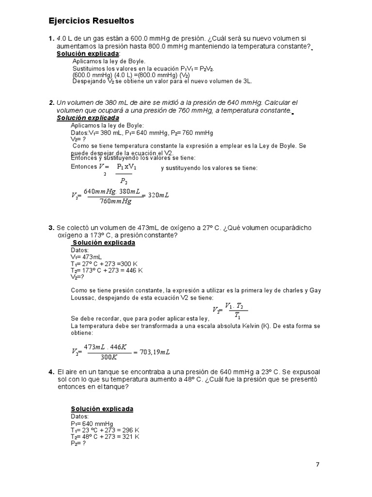 Ejercicios Gases - RESUELTOS | PDF