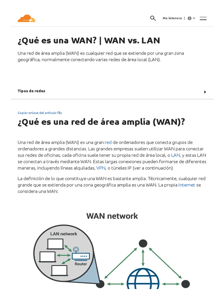 ¿Qué Es Una WAN - WAN vs. LAN - Cloudflare | PDF | Red de área amplia | Red privada virtual