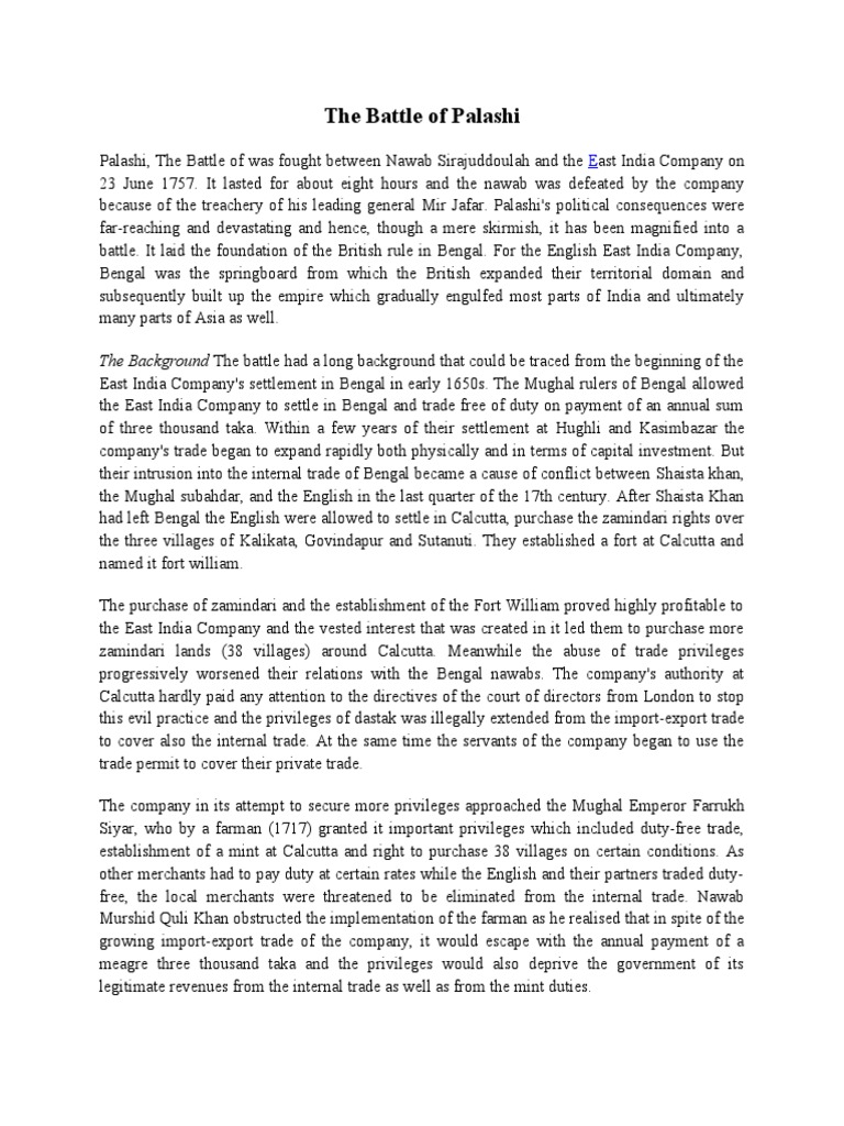 Palashi, The Battle - Bangalpedia | PDF | Bangladesh | Bengal