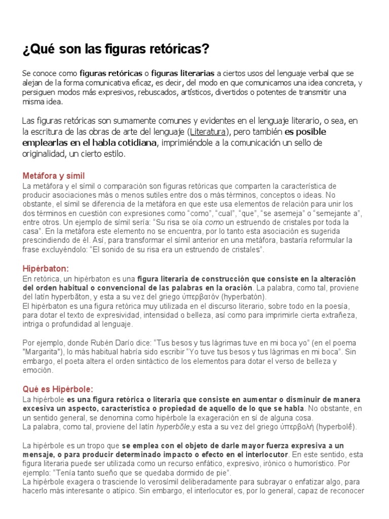 Figuras Retóricas Explicadas | PDF | Metáfora | Retórica